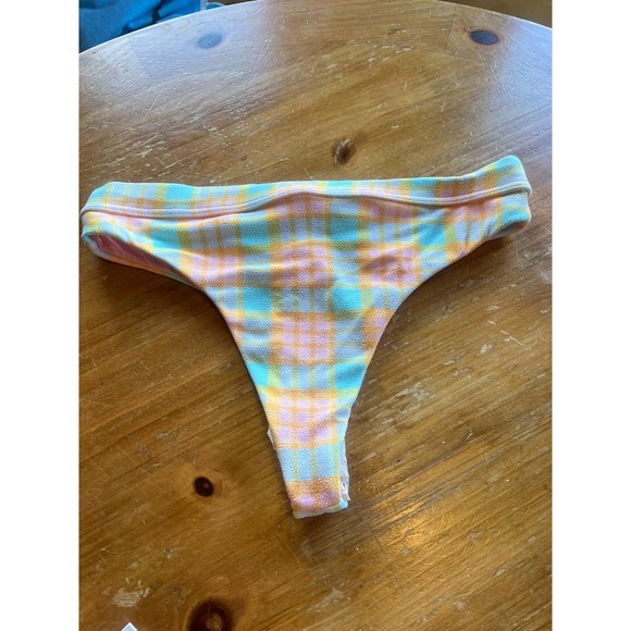 Billabong | Swim | Billabong Thong Cheeky Plaid Pastel Bikini Bottom ...